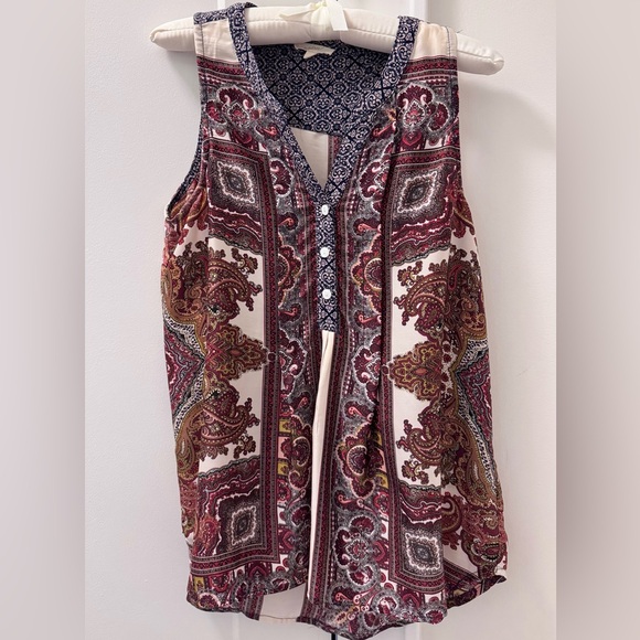Mystree | Tops | Mystree Boho Paisley Tank With Mandarin Collar Size ...